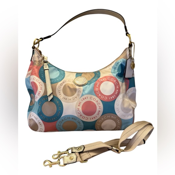 Coach | Bags | Coach Multicolor Satin Twoway Bag | Poshmark